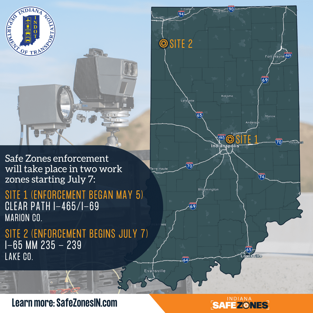 REMINDER: Safe Zones enforcement will begin July 7 on I-65 in Lake County
